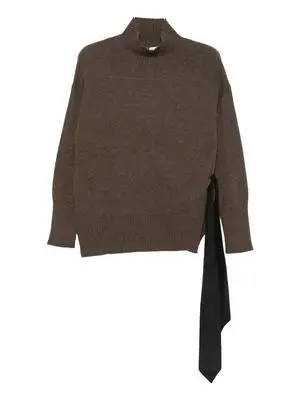 Marella Marella Pietra Side-Tie High-Neck Sweater Brown