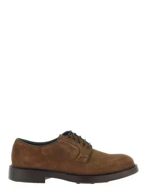 DOUCAL'S Suede Round-toe Derby Shoes - Brown