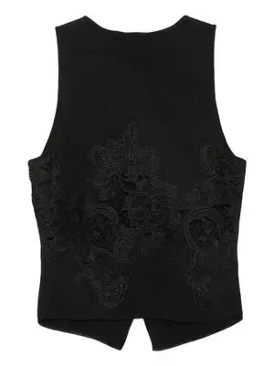 Liu Jo Lace-panel Button-fastening Waistcoat - Black