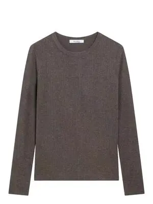 Max Mara Ribbed-knit Long-sleeve T-shirt - Brown