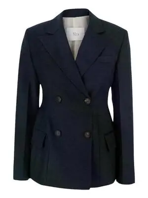 TELA Double-breasted Peak-lapels Blazer - Blue
