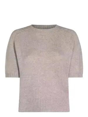 ALLUDE Cashmere Short-sleeve Top - Neutrals
