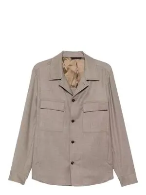 BRIGLIA 1949 John Flap-pocket Button-up Shirt Jacket - Neutrals