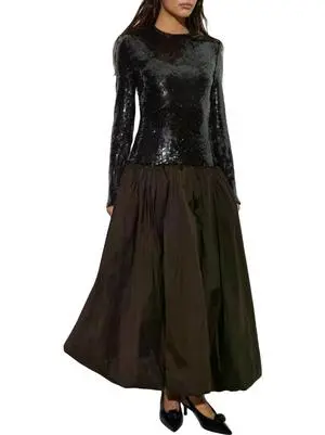 ROTATE BY BIRGER CHRISTENSEN Sequin-embellished Maxi Dress - Black