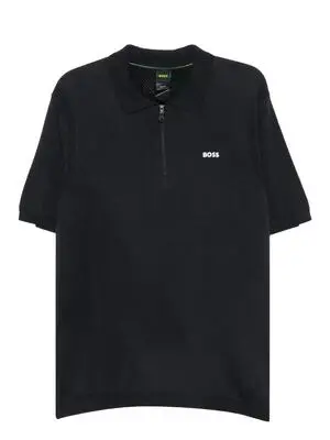 BOSS Zip-fastening Logo-print Polo Shirt - Blue