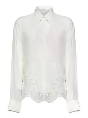 Ermanno Scervino Lace-trimmed Silk Shirt - White
