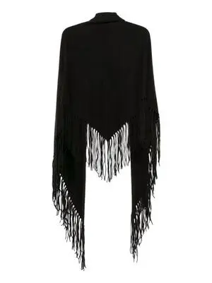 VANISE Fringe-trim Cashmere Cape - Brown