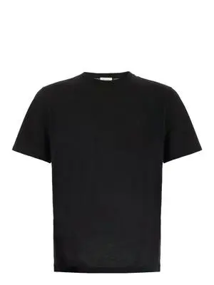 Saint Laurent Cassandre-embroidered T-shirt - Black