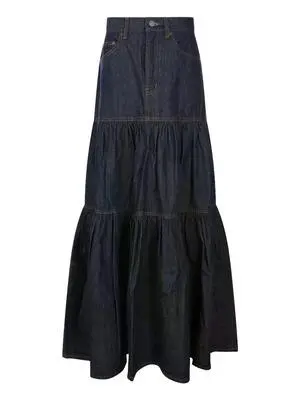 SAINT LAURENT Saint Laurent Long Skirt In Indigo Denim