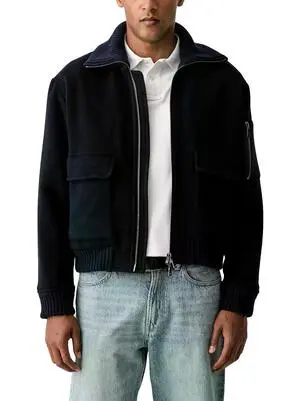 Paul & Shark Ribbed-knit Collar Jacket - Blue