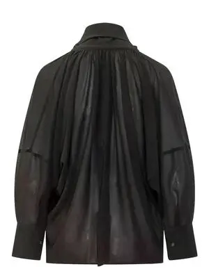 LE SULLY STUDIO Pussy-bow Semi-sheer Blouse - Black