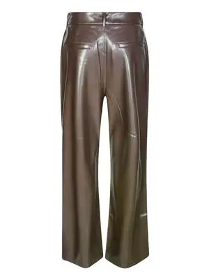 Andamane Sasha Pleated Faux-leather Trousers - Brown