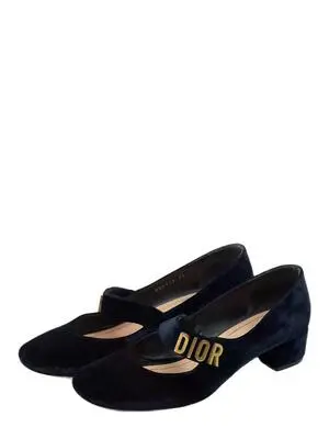 Dior Christian Dior Navy Blue Velvet Baby-D Mary Jane Pumps Blue