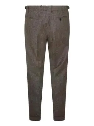BERWICH Herringbone Pleat-detail Trousers - Grey