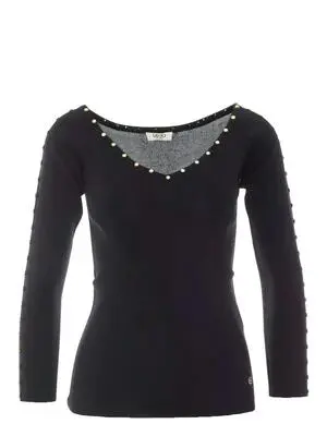 LIU JO LIU JO Crystal-Embellished Knitted T-Shirt