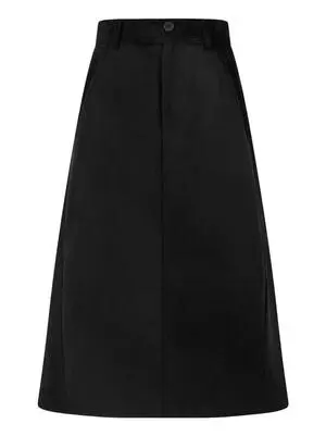 STUDIO TOMBOY Corduroy-trim A-line Skirt - Black