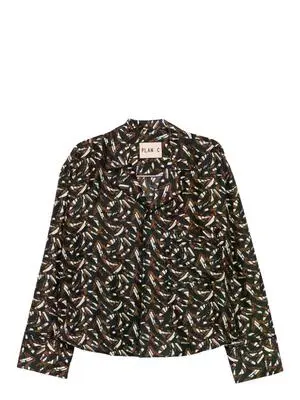 PLAN C Plan C Abstract-Print Silk Shirt