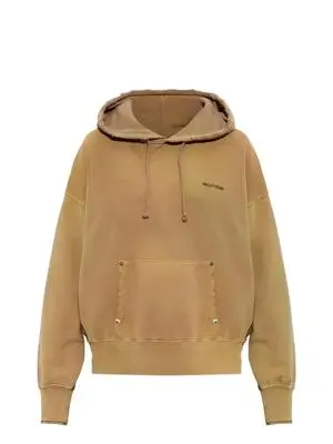 GOLDEN GOOSE Distressed Logo-print Hoodie - Neutrals