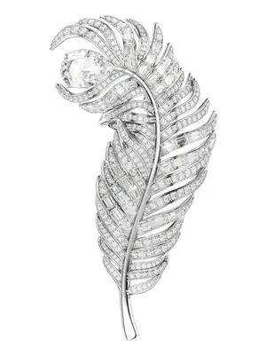 SWAROVSKI Vienna Crystal-embellished Feather Brooch - Silver