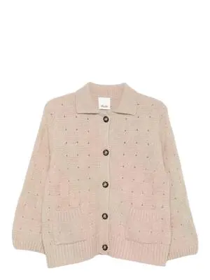 ALLUDE Check-knit Button-up Cardigan - Neutrals