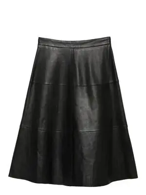 P.a.r.o.s.h Leather Midi Skirt - Black