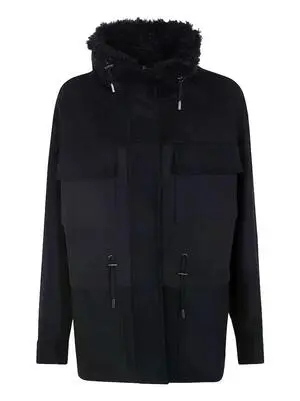 Mantū Shearling-trim Panelled Parka Coat - Black