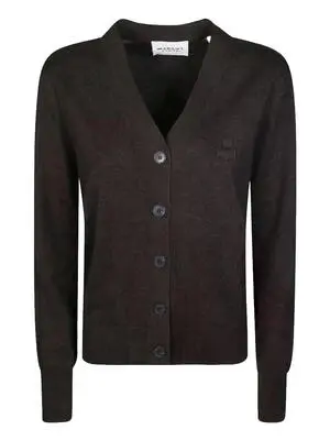 Isabel Marant Étoile Logo-embroidered V-neck Cardigan - Brown
