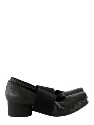 UMA WANG Uma Wang Crinkled-Effect Elasticated-Strap Ballet Flats Black