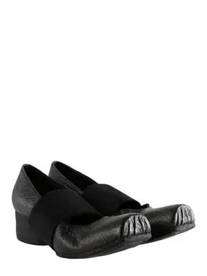 UMA WANG Crinkled-effect Elasticated-strap Ballet Flats - Black