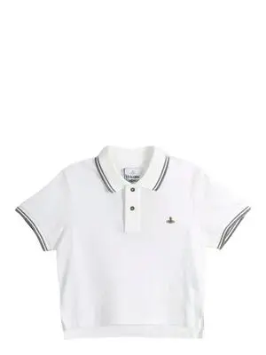 VIVIENNE WESTWOOD Orb-embroidered Cropped Polo Top - White