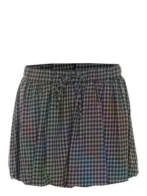 ELEH Check-pattern Balloon-motif Mini Skort - Brown