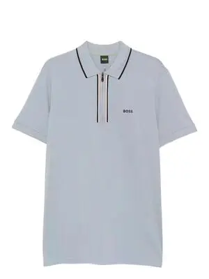 BOSS Logo-print Short-sleeve Polo Shirt - Grey