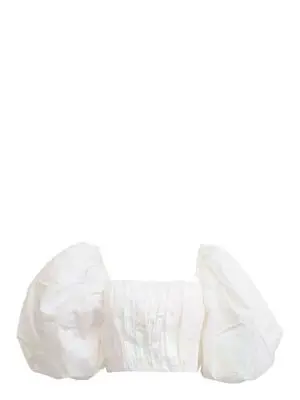 Aje Puff-sleeve Cropped Top - Neutrals