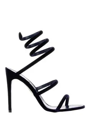 Rene Caovilla Cleo Velvet Sandals Blue