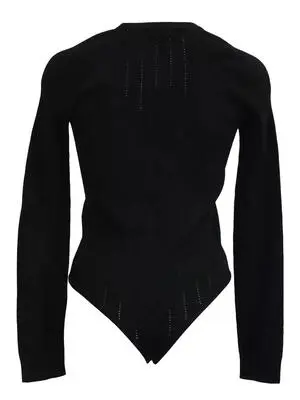 Balmain 2020s Ribbed Scoop-neck Bodysuit - Black