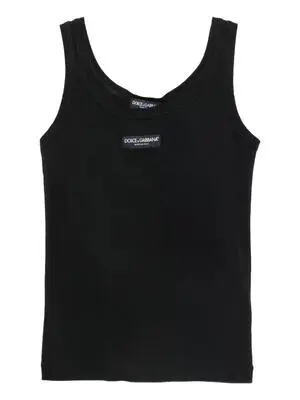 Dolce & Gabbana Logo-patch Ribbed-knit Tank Top - Black