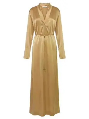 DANAME Belted V-neck Maxi Dress - Yellow