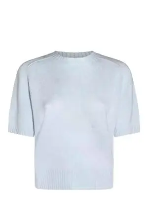ALLUDE Short-sleeve Cashmere Top - Blue