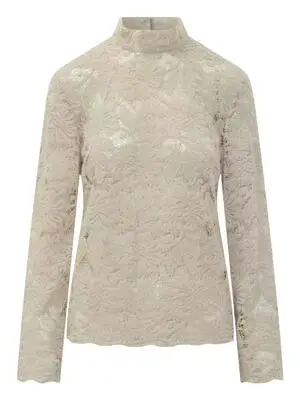 LE SULLY STUDIO LE SULLY STUDIO Lace High-Neck Blouse Neutrals
