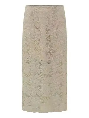 LE SULLY STUDIO Lace-overlay Midi Skirt - Neutrals