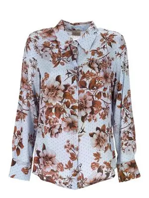 Marella Floral-print Polka-dot Shirt - Blue