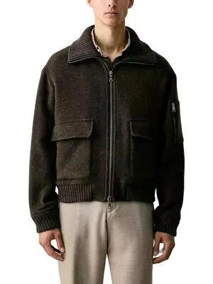 Paul & Shark Ribbed-collar Zip-up Jacket - Brown