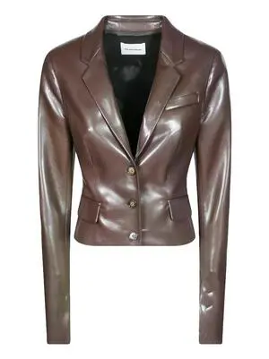 Andamane Zefira Faux-leather Blazer - Brown