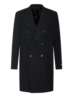 Canali Double-breasted Peak-lapels Coat - Blue