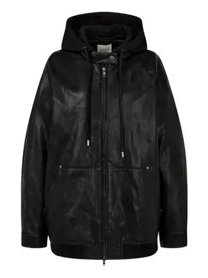 STUDIO TOMBOY Detachable-hood Leather Jacket - Black