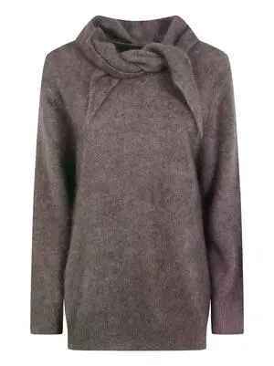 P.a.r.o.s.h Tie-neck Yak Wool Sweater - Brown