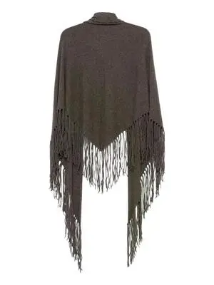 VANISE Fringe-trim Cashmere Cape - Brown