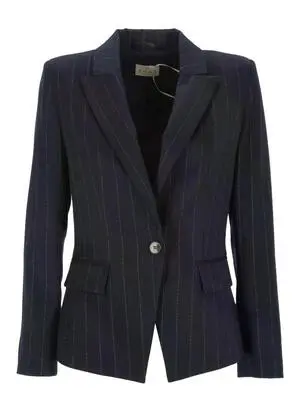 EMME Pinstripe-pattern Blazer - Blue