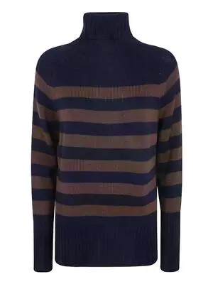 BASE Striped Roll-neck Knit - Blue