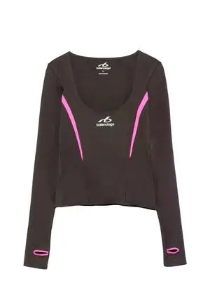 Balenciaga Fitted Long Sleeve Top - Brown